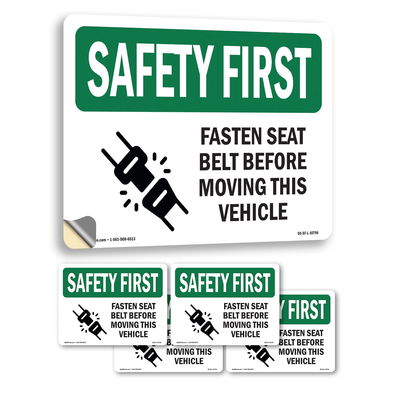 Fasten Seat Belt Before Moving Vehicle OSHA SAFETY FIRST Vinyl Decal ...