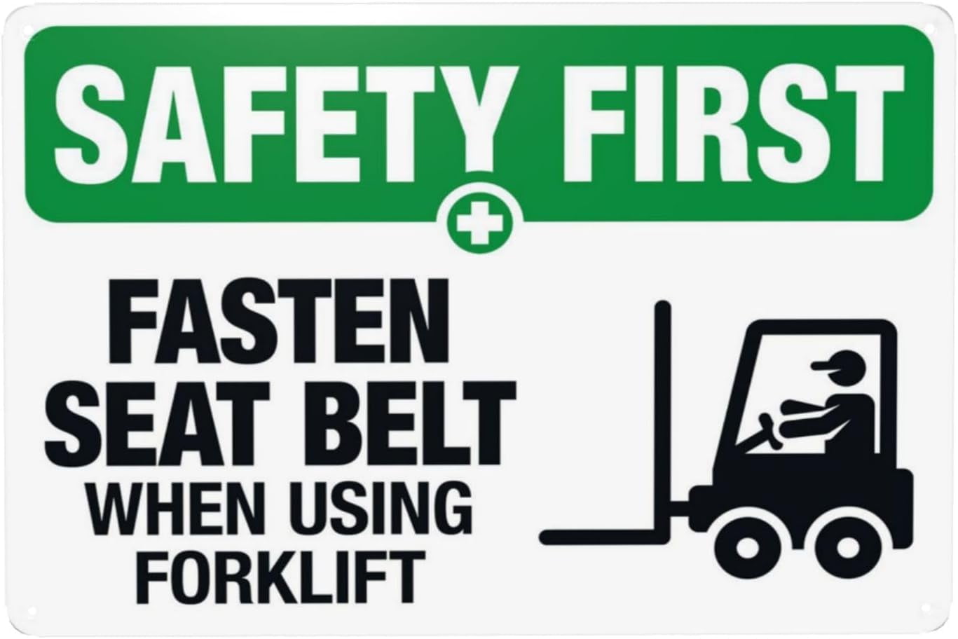 Fasten Seat Belt When Using Forklift Metal Signs, Cautions Security Tin ...