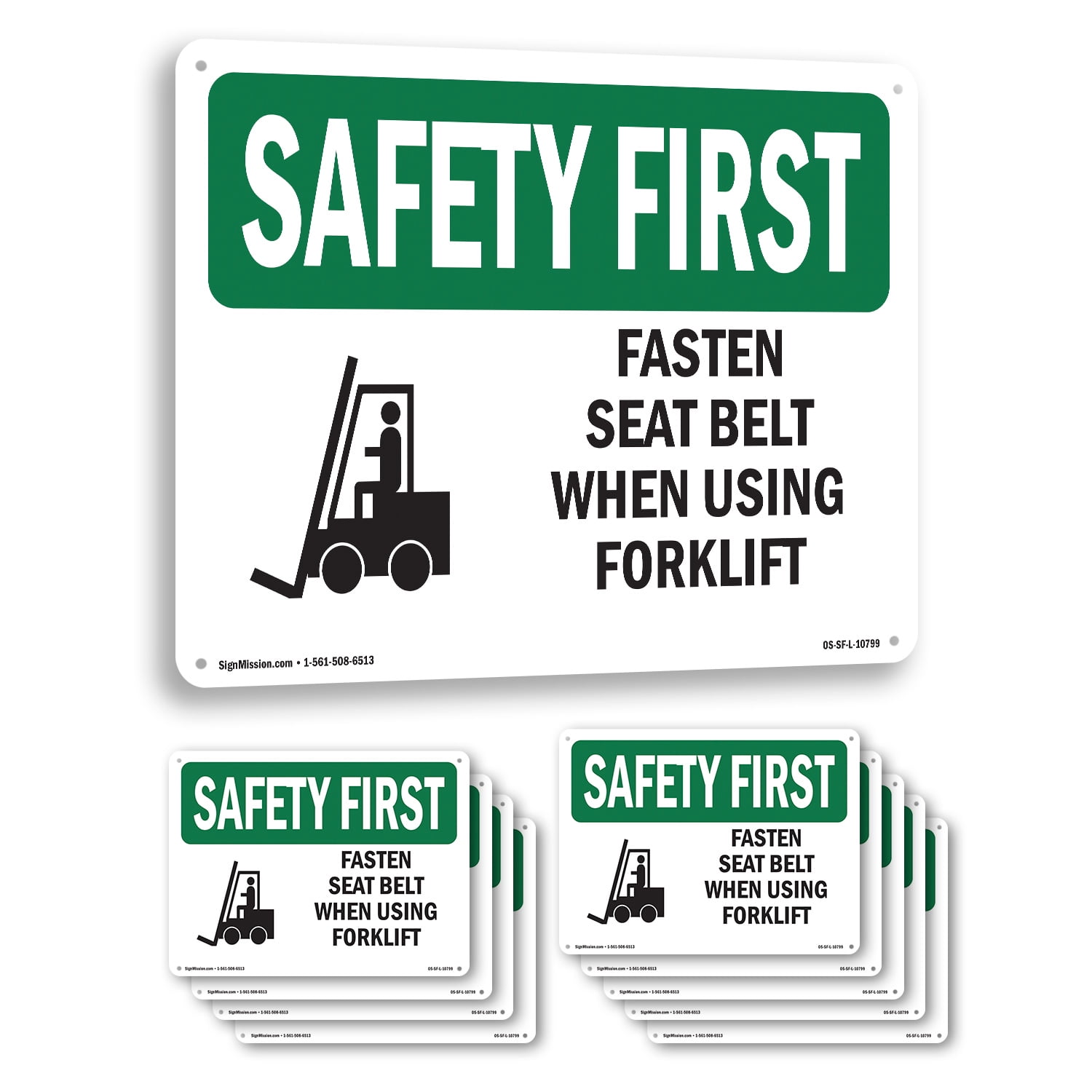 Fasten Seat Belt When Using Forklift OSHA SAFETY FIRST Aluminum Sign 24 ...