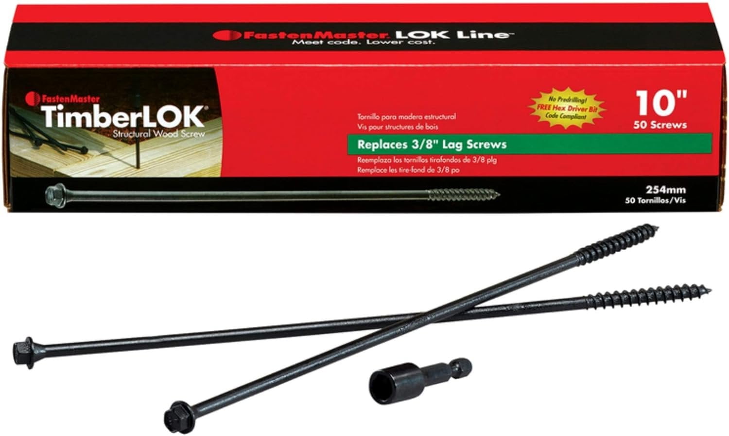 OMG Inc, 10 in. TimberLok Hex E-Coat Structural Wood Screws, Steel, 50 ...