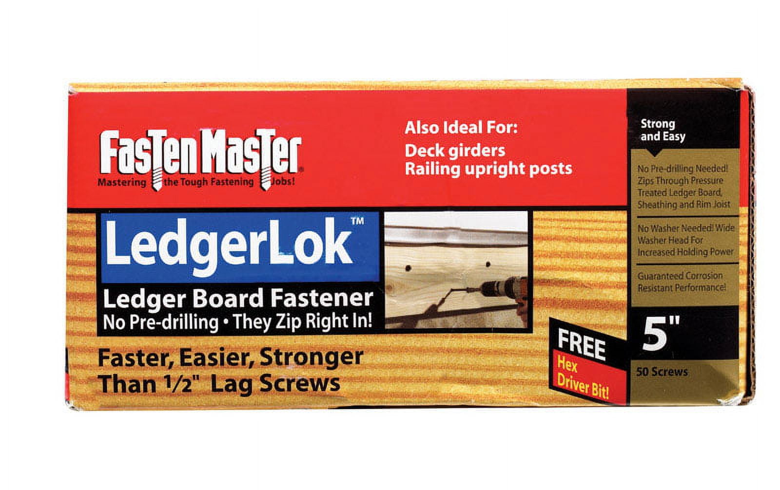 FastenMaster LedgerLok 0.305 In. x 5 In. Coarse Steel Hex-Head Ledger ...