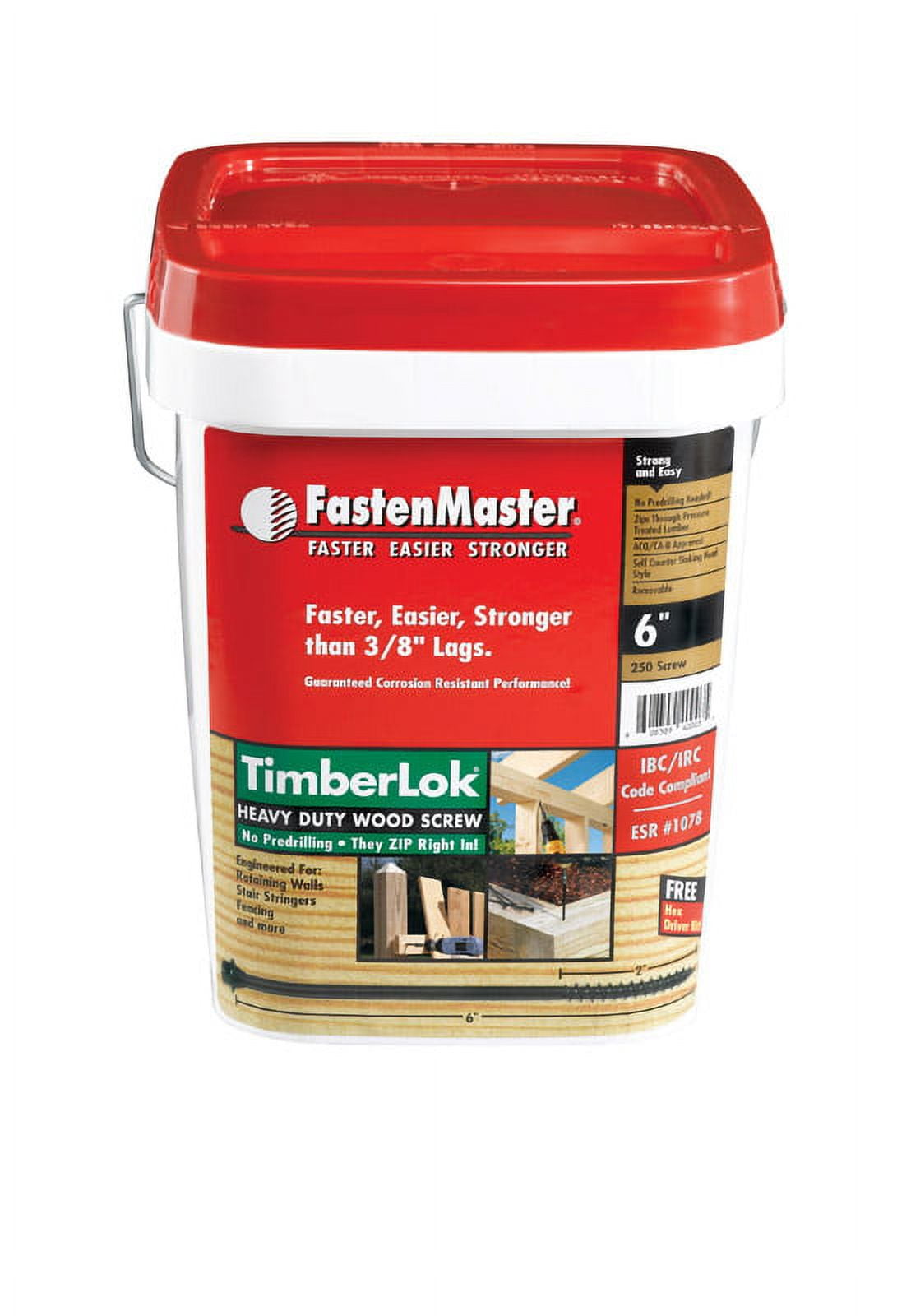 "Fastenmaster Timberlok Long Construction Wood Screws 6"", 250 pk ...