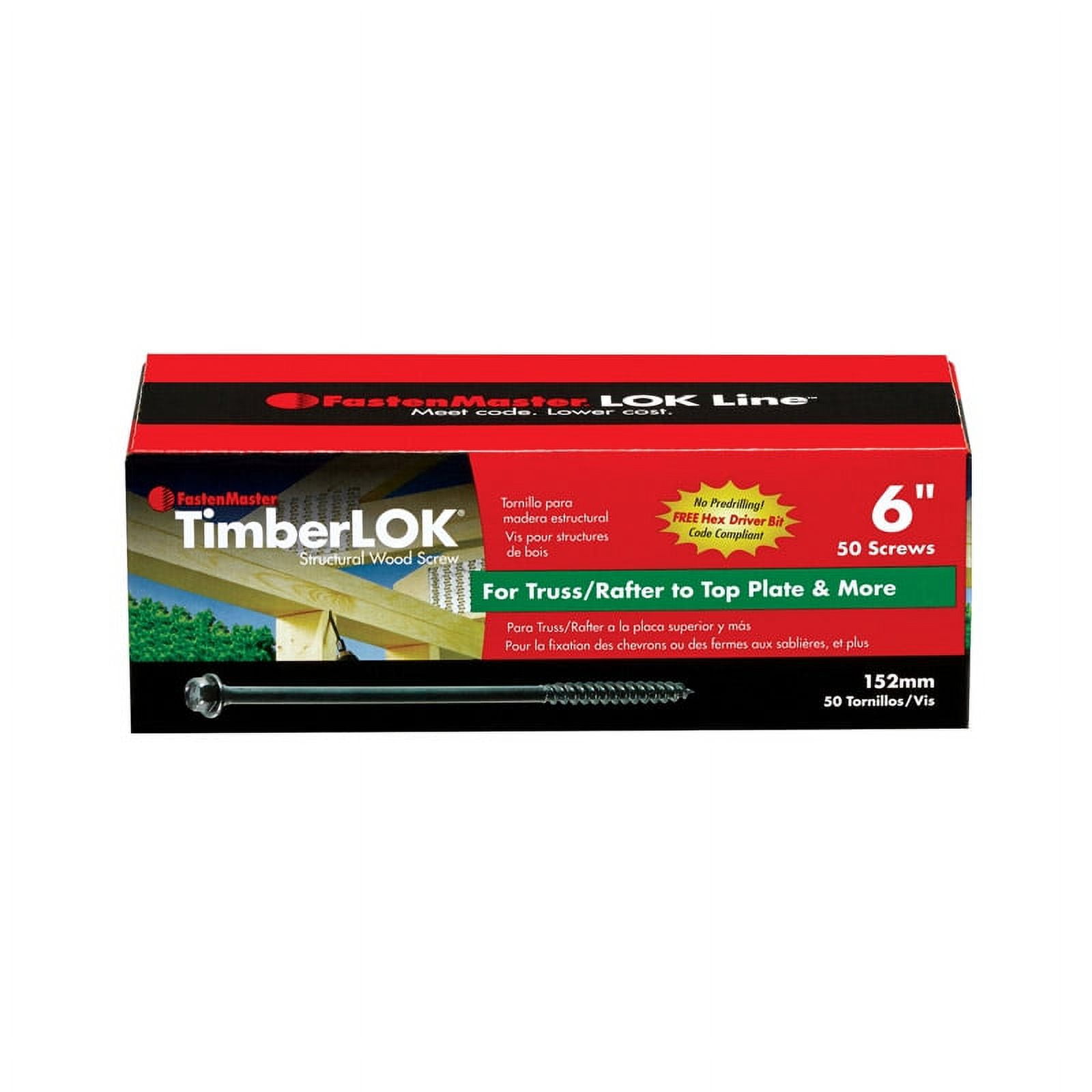 FastenMaster TimberLOK No. 10 X 6 in. L Hex Epoxy Wood Screws 50 pk Walmart
