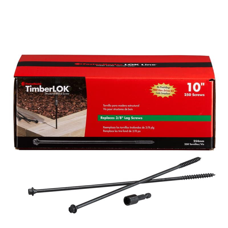 FastenMaster Timberlok Heavy Duty Wood Screws, 10 Inch, Pack of 250 for ...