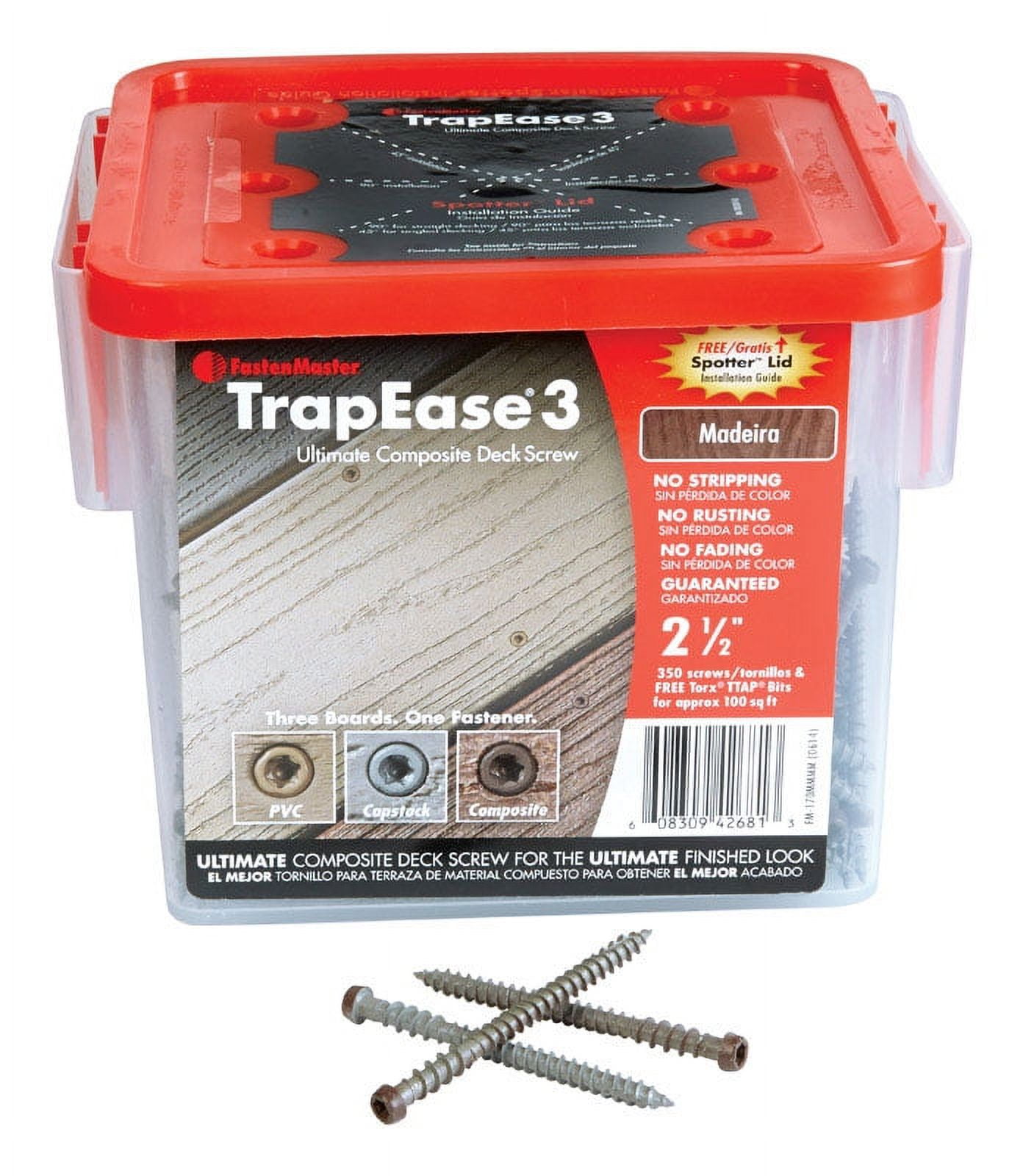 FastenMaster TrapEase 3 No. 10 X 2-1/2 in. L Madeira Torx TTAP Flat Head Composite Deck Screws ...