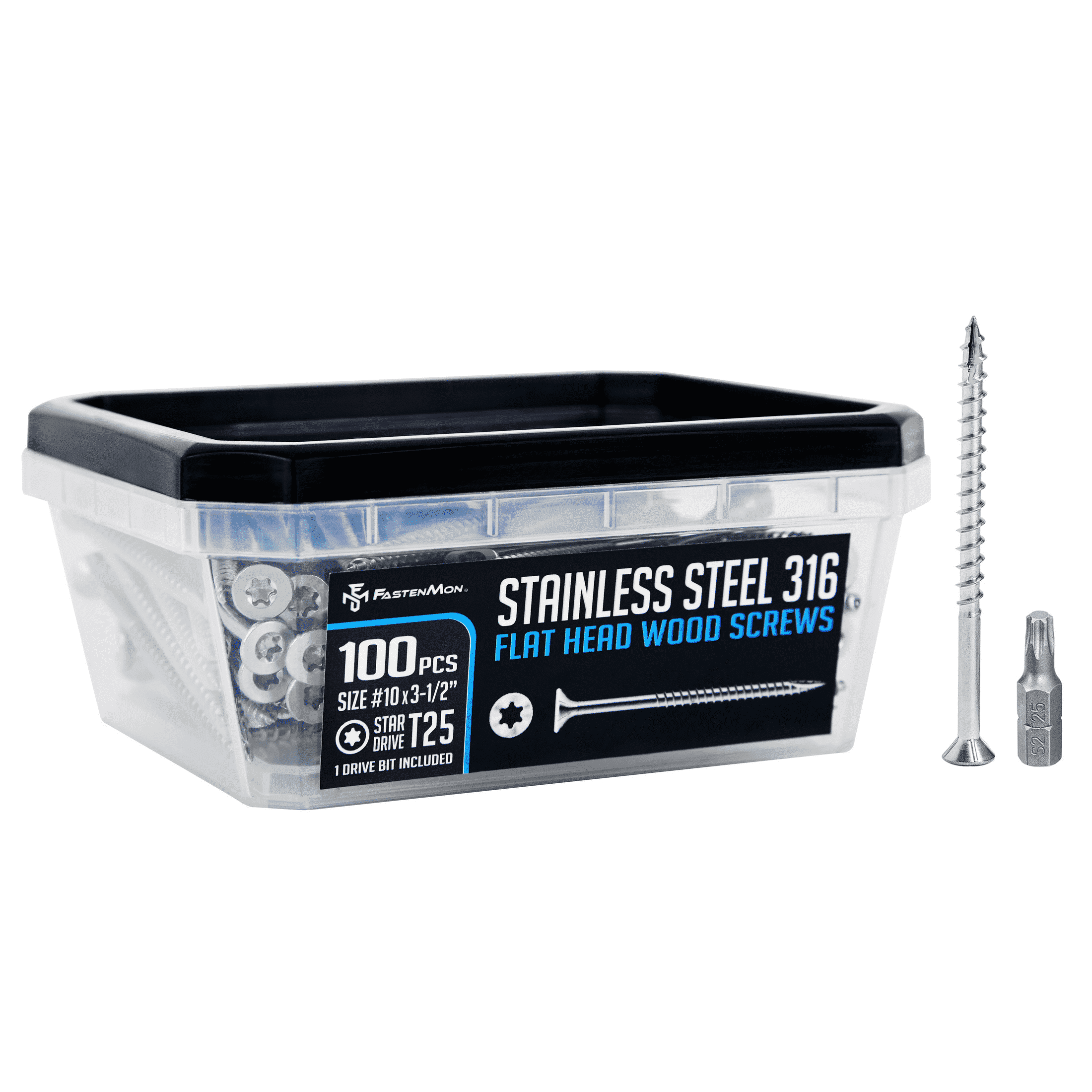 FM FastenMon #10 x 3-1/2" Stainless Steel 316 Deck Screws, T25 Star ...
