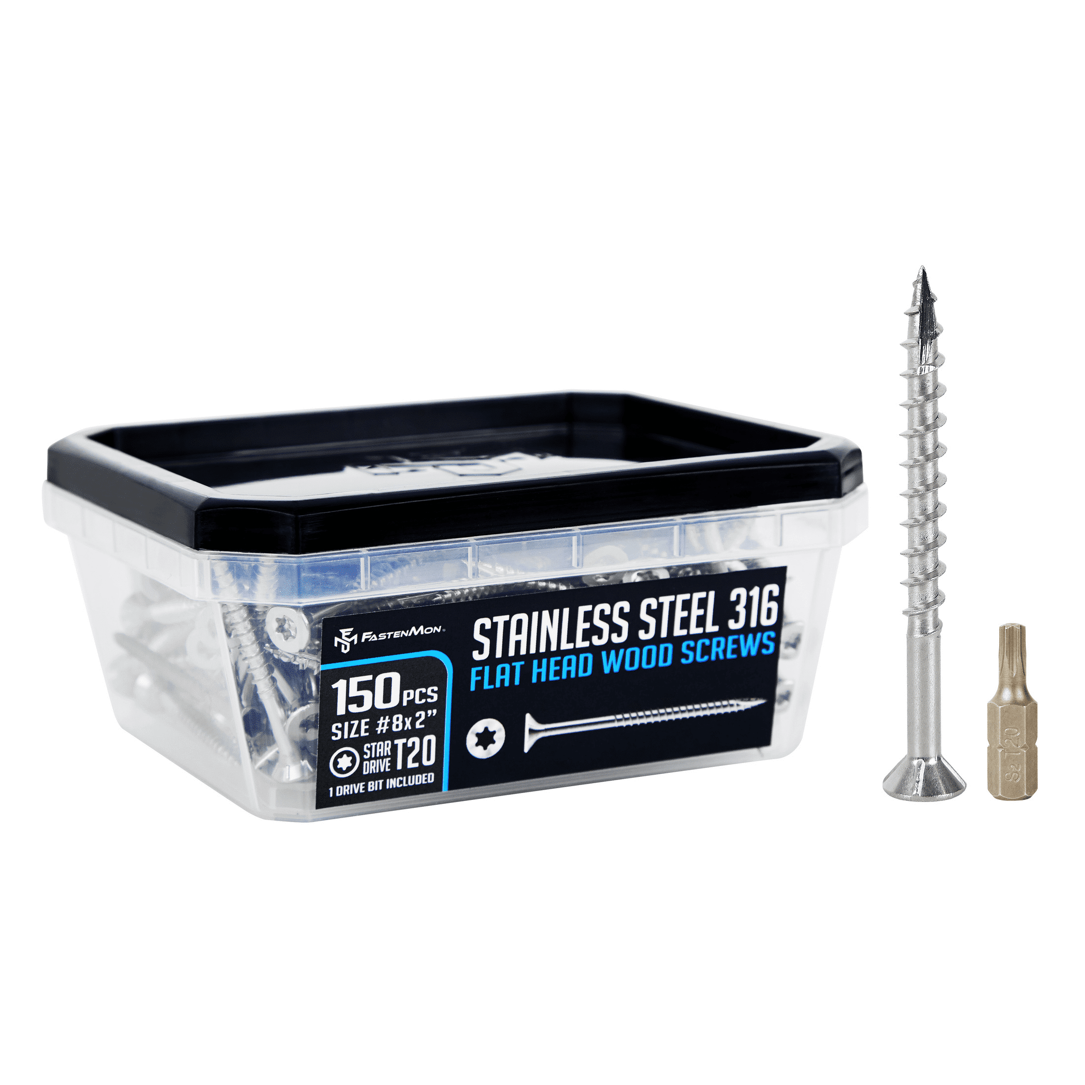 FastenMon 316 Stainless Steel Deck Screws #8 × 2 inch (150 PCS ...