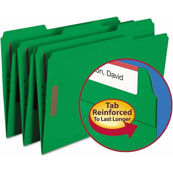 Fastener File Folder, 2 Fasteners, Reinforced 1/3-Cut Tab, Legal Size ...