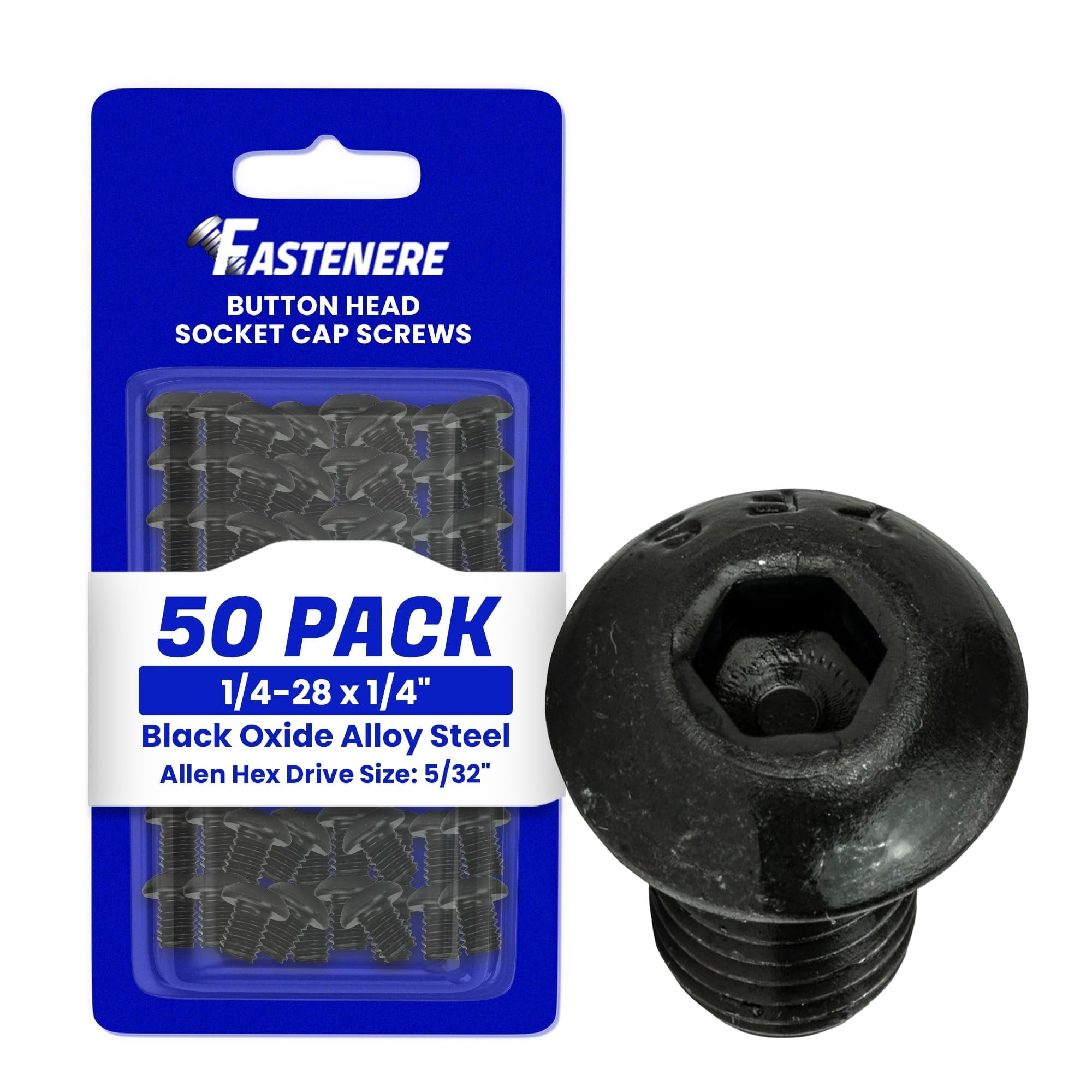 Fastenere Button Head Socket Cap Screws - 1/4-28 x 1/4" (50-Pcs) Alloy ...