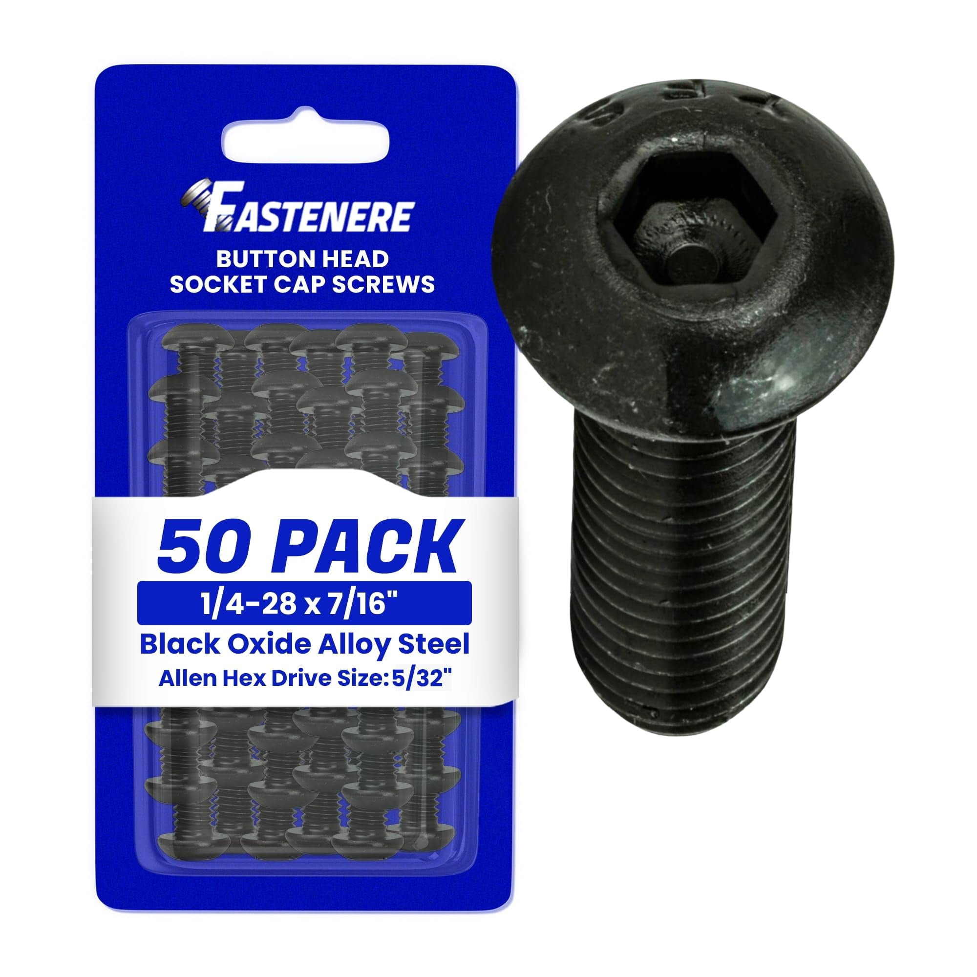 Fastenere Button Head Socket Cap Screws - 1/4-28 x 7/16" (50-Pcs) Alloy ...