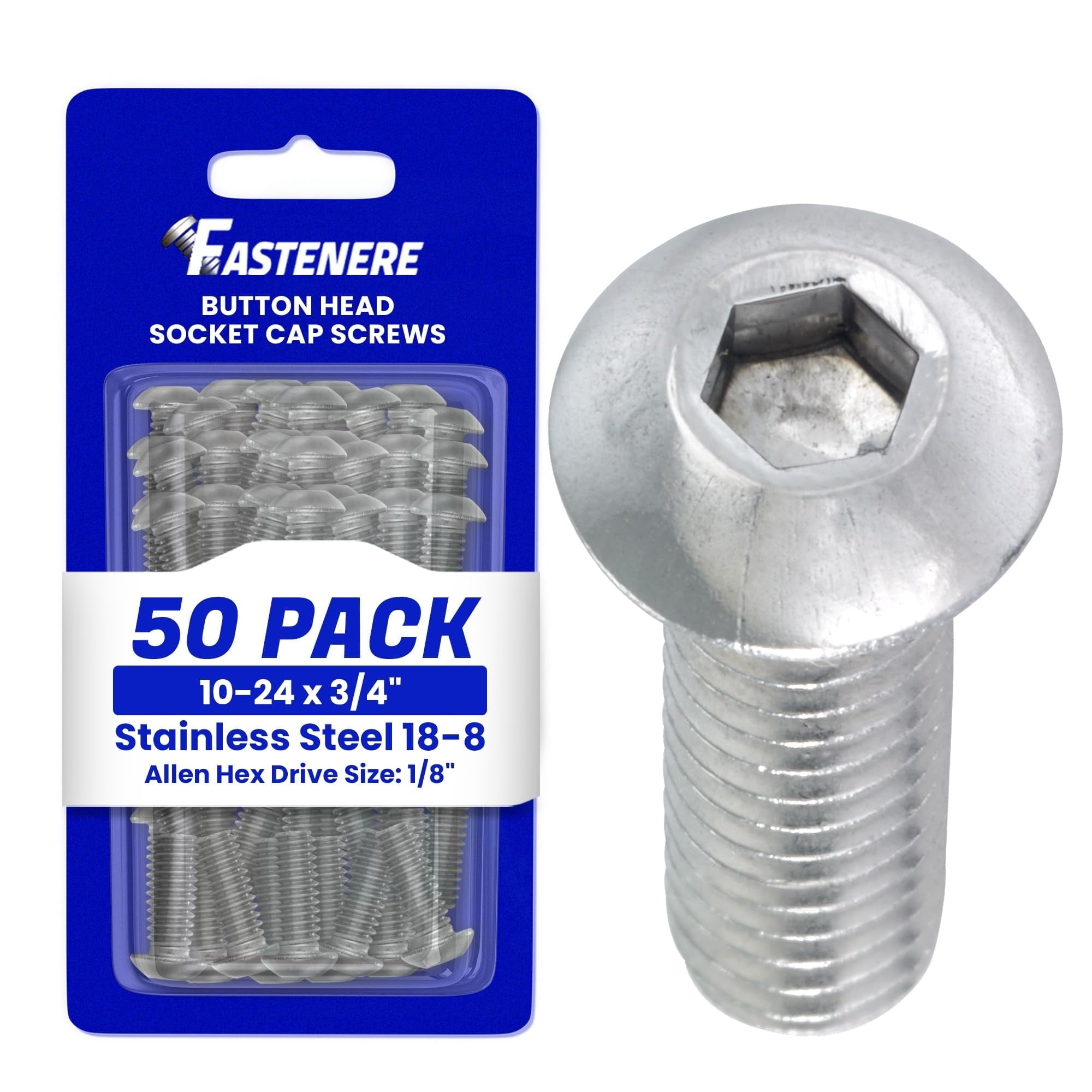 Fastenere Button Head Socket Cap Screws - 10-24 x 3/4" (50 Pack ...