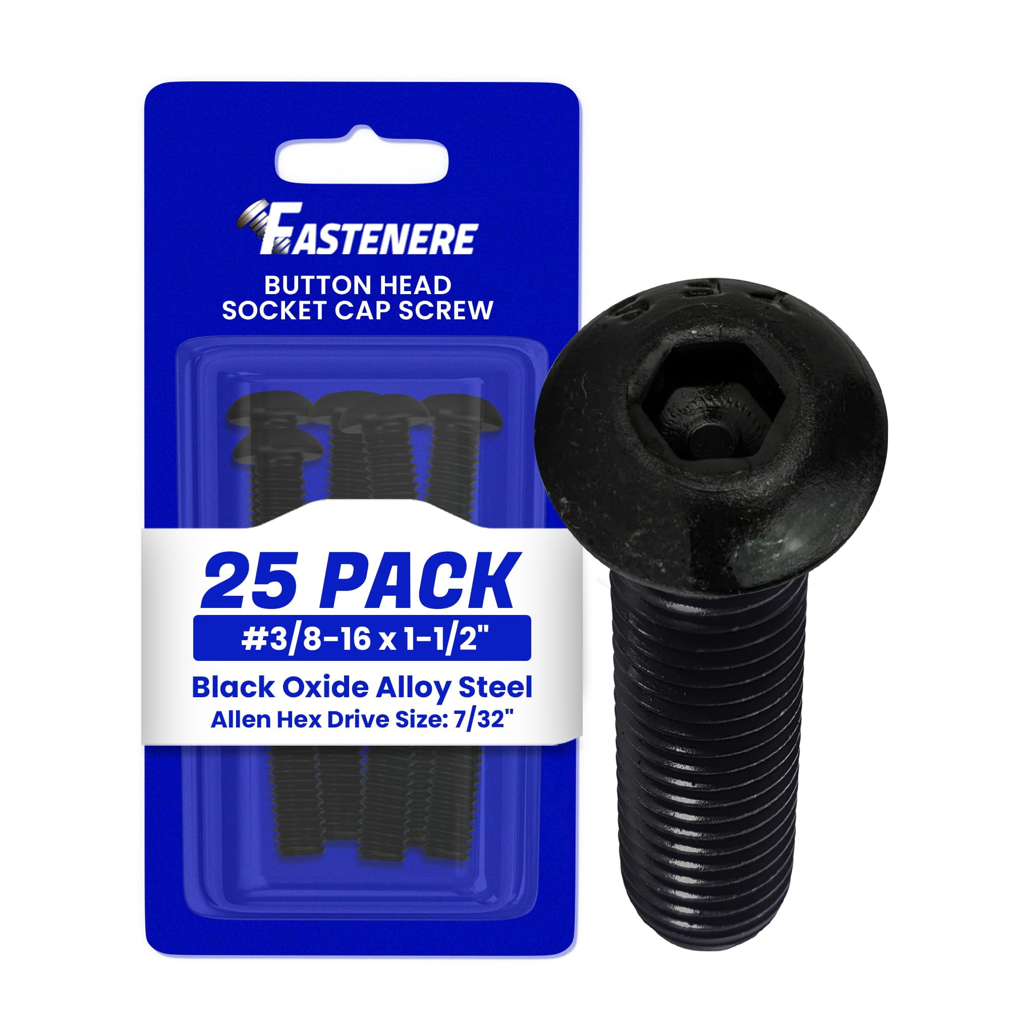 Fastenere Button Head Socket Cap Screws - 3/8-16 x 1/2" (25-Pcs) Alloy ...