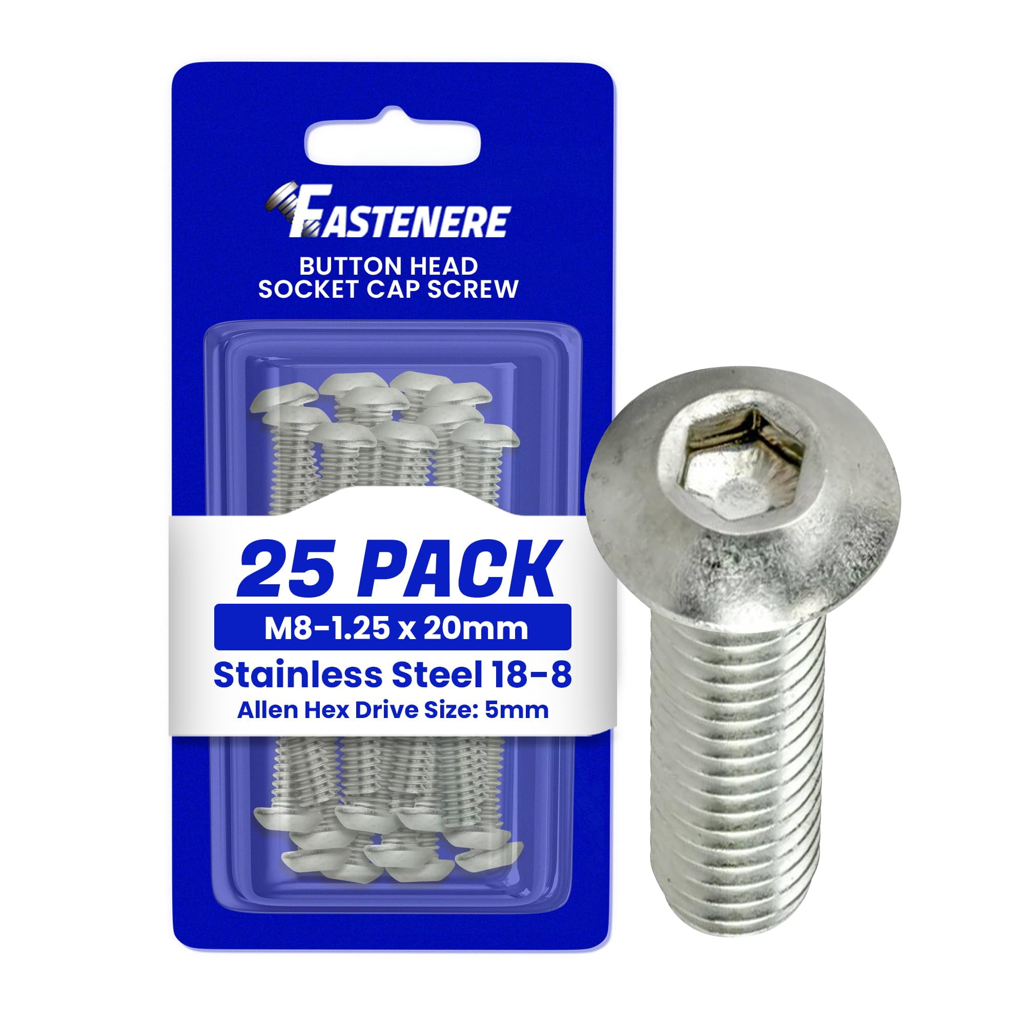 Fastenere Button Head Socket Cap Screws - M8-1.25 x 20MM (25-pack ...