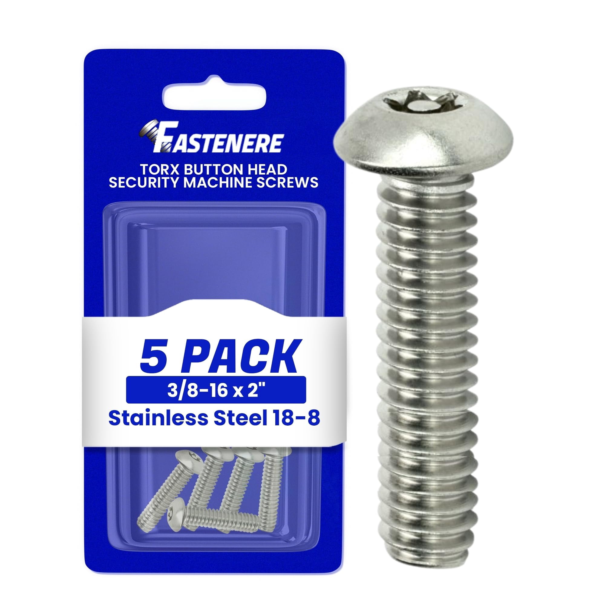 Fastenere Torx Security Machine Screws - 3/8-16 x 2" (5-Pack) Stainless ...