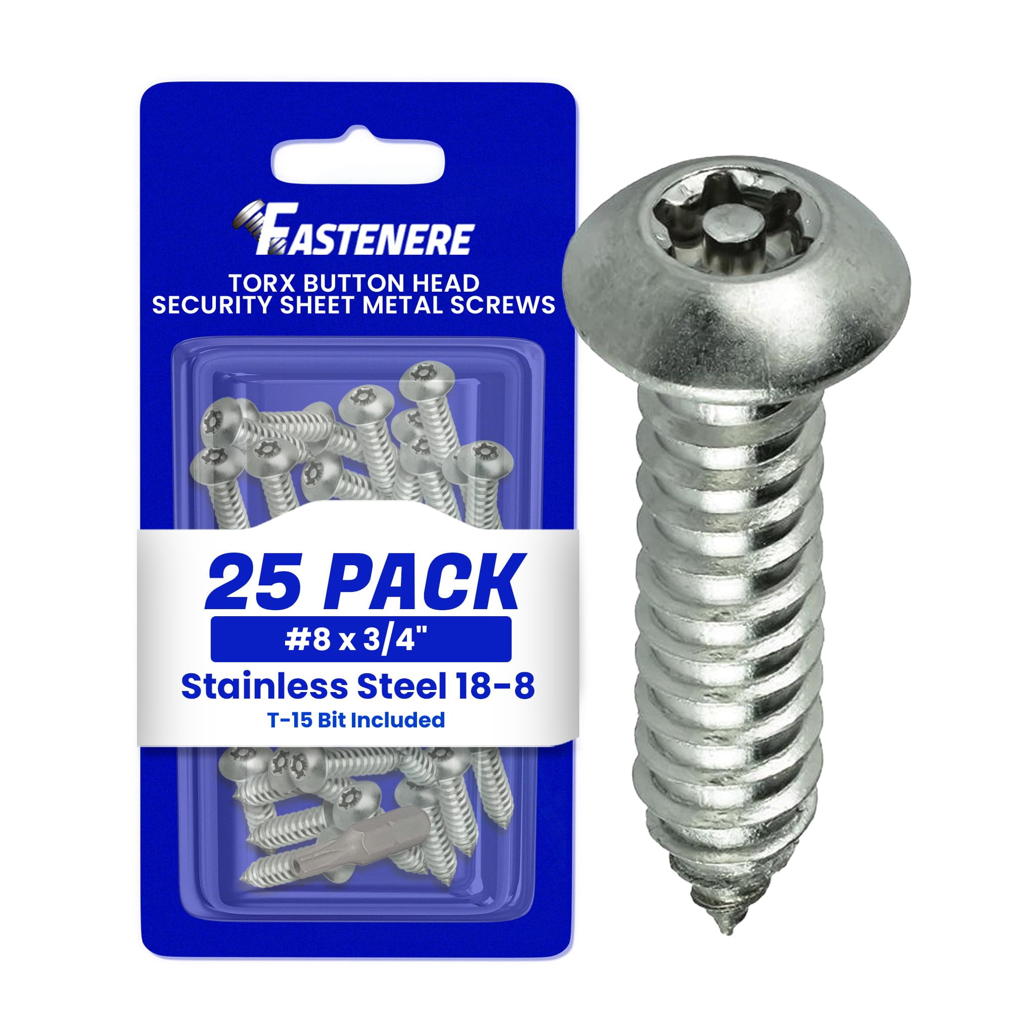 Fastenere Torx Security Sheet Metal Screws - #8 x 3/4" (25-Pack) Button ...