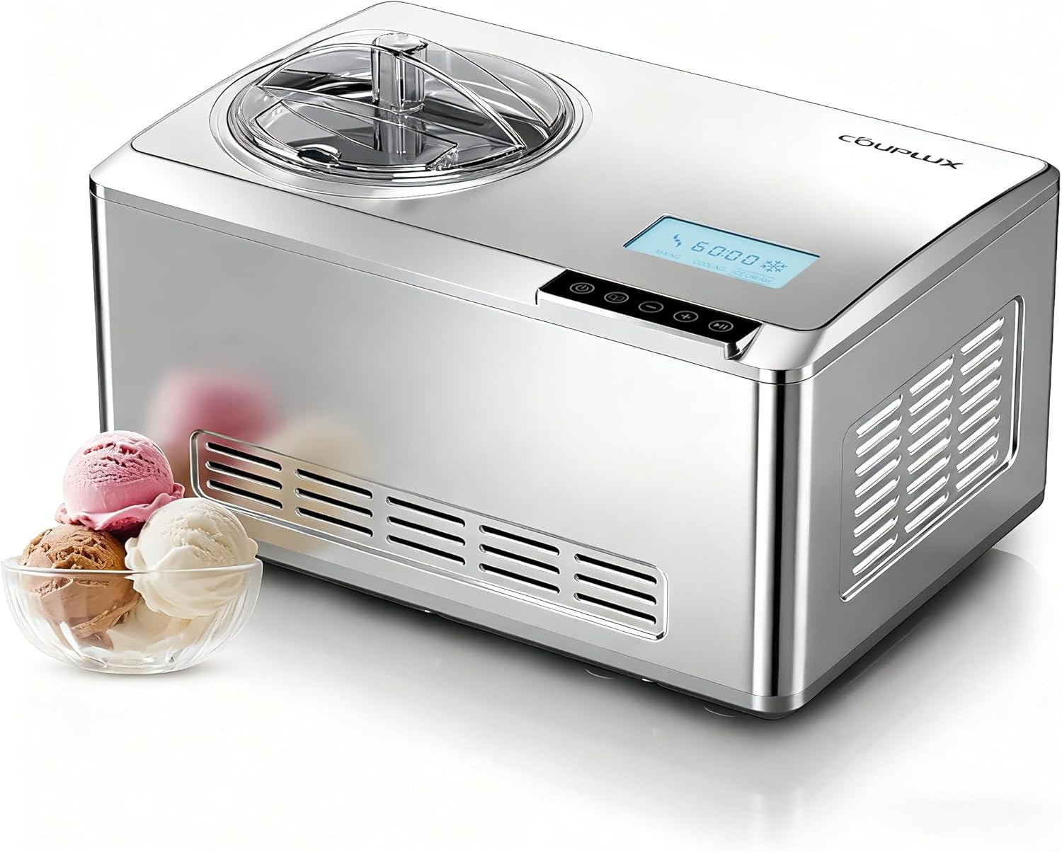 Fastest Freezing 2.1QT Ice Cream Machine with Built-in Compressor Easy ...