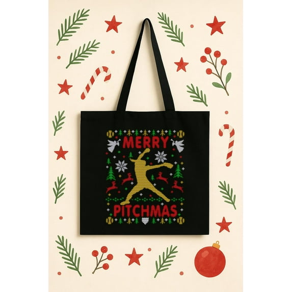 Fastpitch Pitcher Softball Ugly Tote Bag Christmas Sweater Party Sport ...