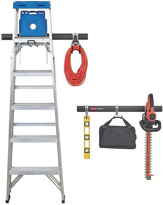 Fasttrack Garage Storage Utility Hooks 7 Piece Black All in One Rail ...