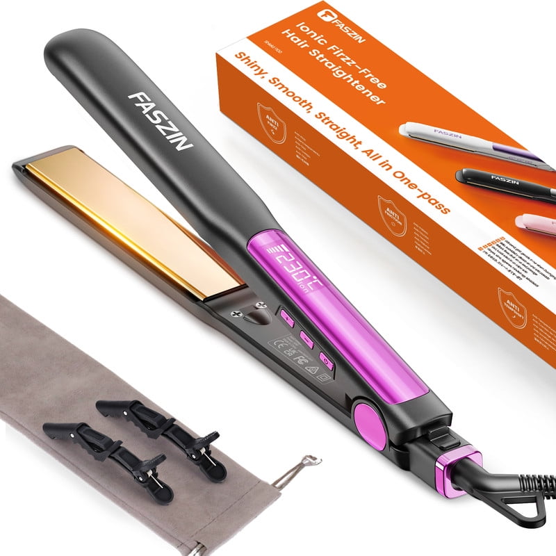 Faszin Professional Hair Straightener, 1.18 inch Ionic Titanium Plate ...
