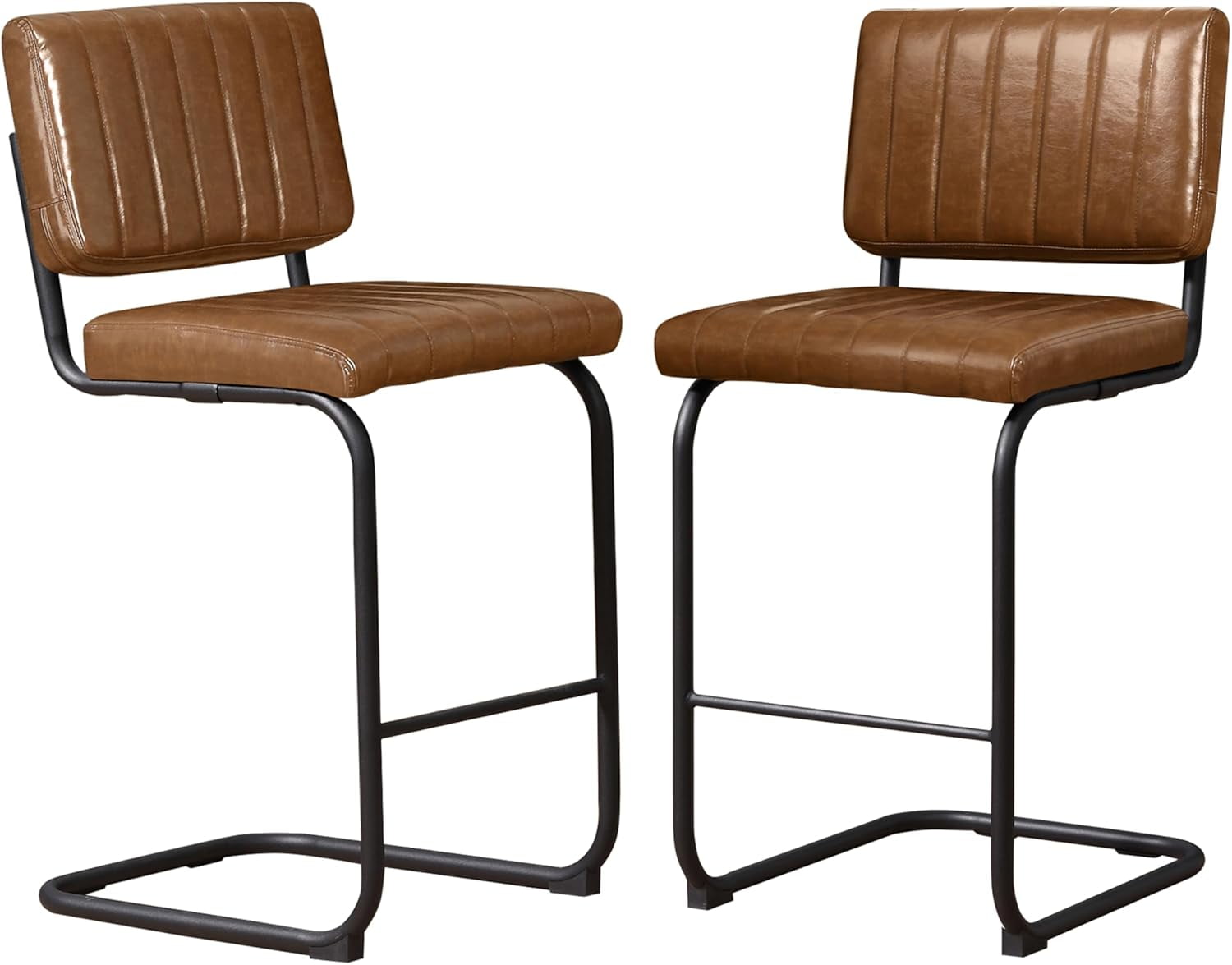 Fat Ant Counter Height Bar Stools Set of 2, Modern Faux Leather Bar Stools Bar Chairs, 26 Inch ...