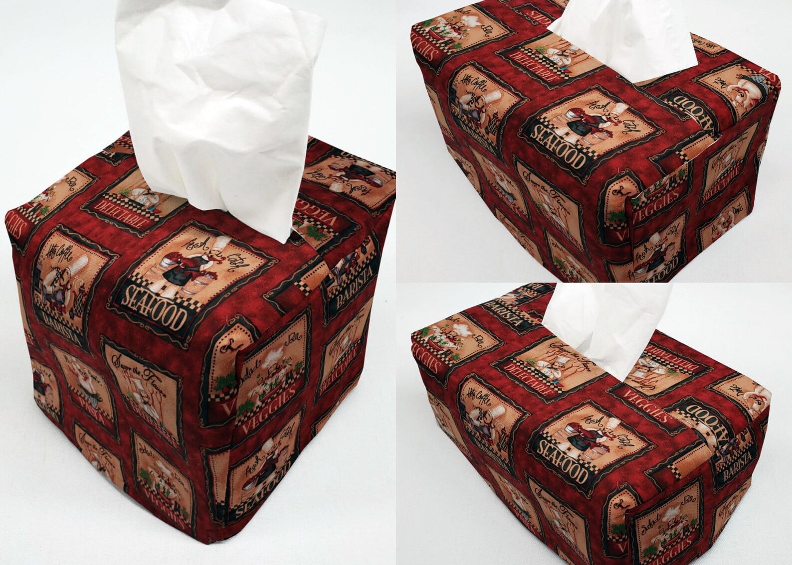 Fat Bistro Chefs Tissue Box Cover by Penny's Needful Things (Cube ...