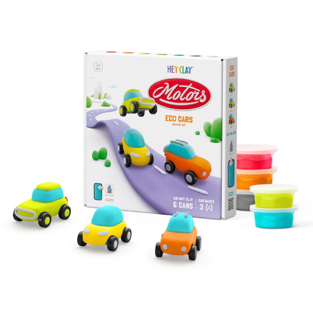 Fat Brain Toys Hey Clay Kit - Eco Cars Play Kids Set, Model Air Dry ...