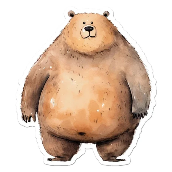Fat Brown Bear Sticker Phone Decal Water Bottle Stickers Car Decals ...