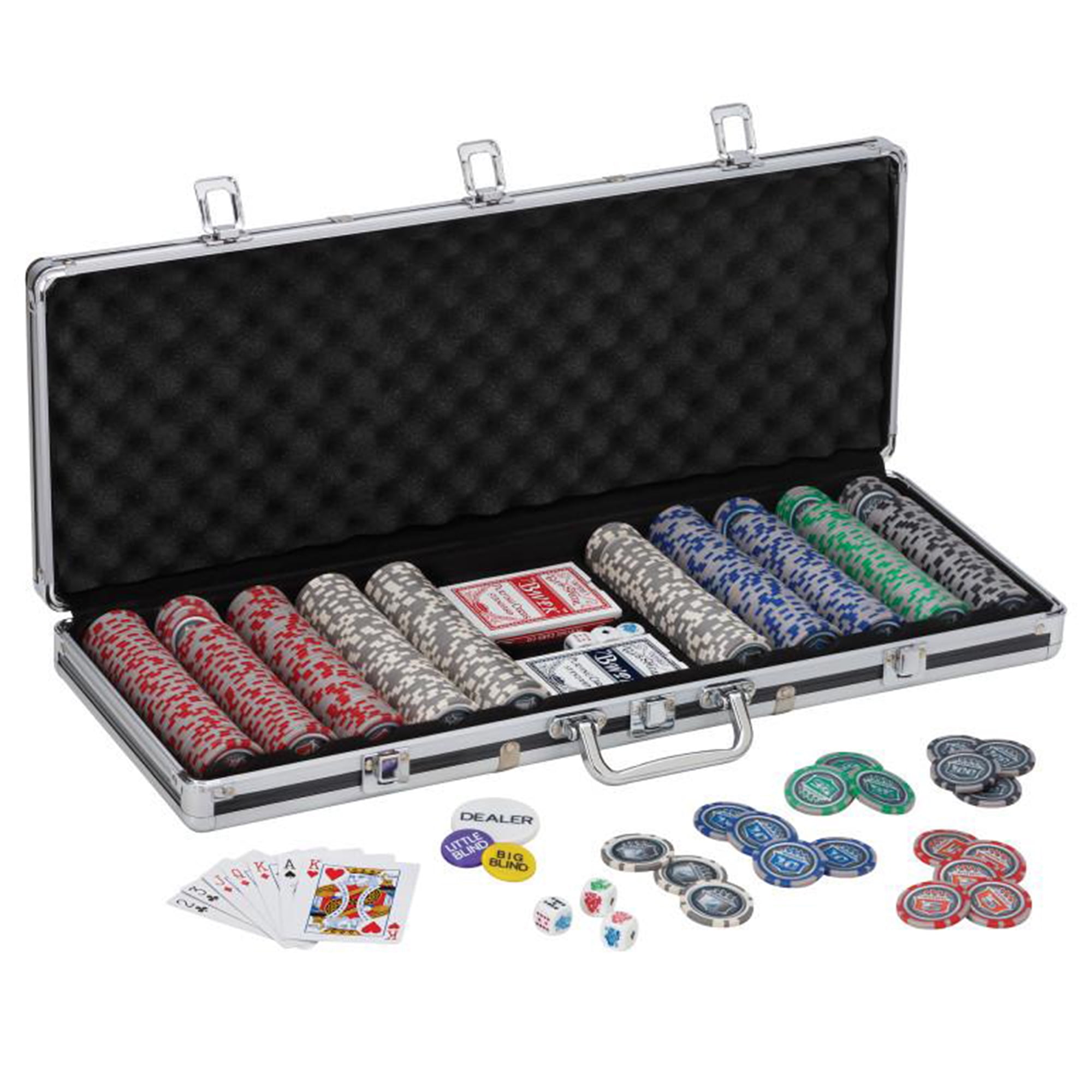 Fat Cat 55-0655 Bling Texas Hold Em 500 Count Clay Poker Chip Set w ...
