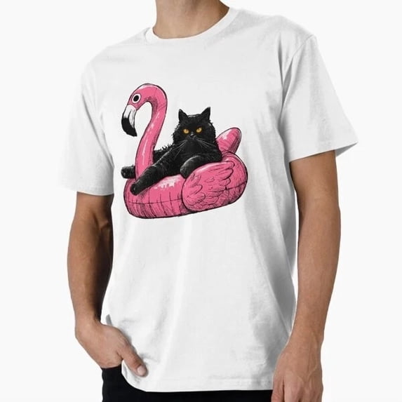 Fat Cat On A Flamingo Floatie T-Shirt S-5XL - Walmart.com