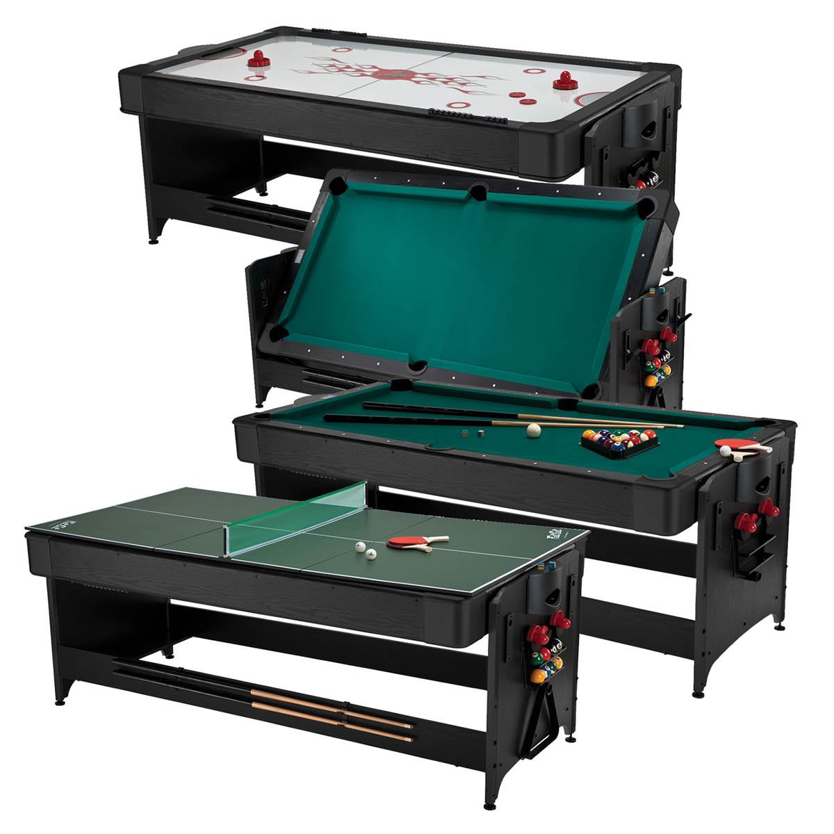 Fat Cat Original Pockey 3-in-1 Air Hockey, Billiards, & Table Tennis ...