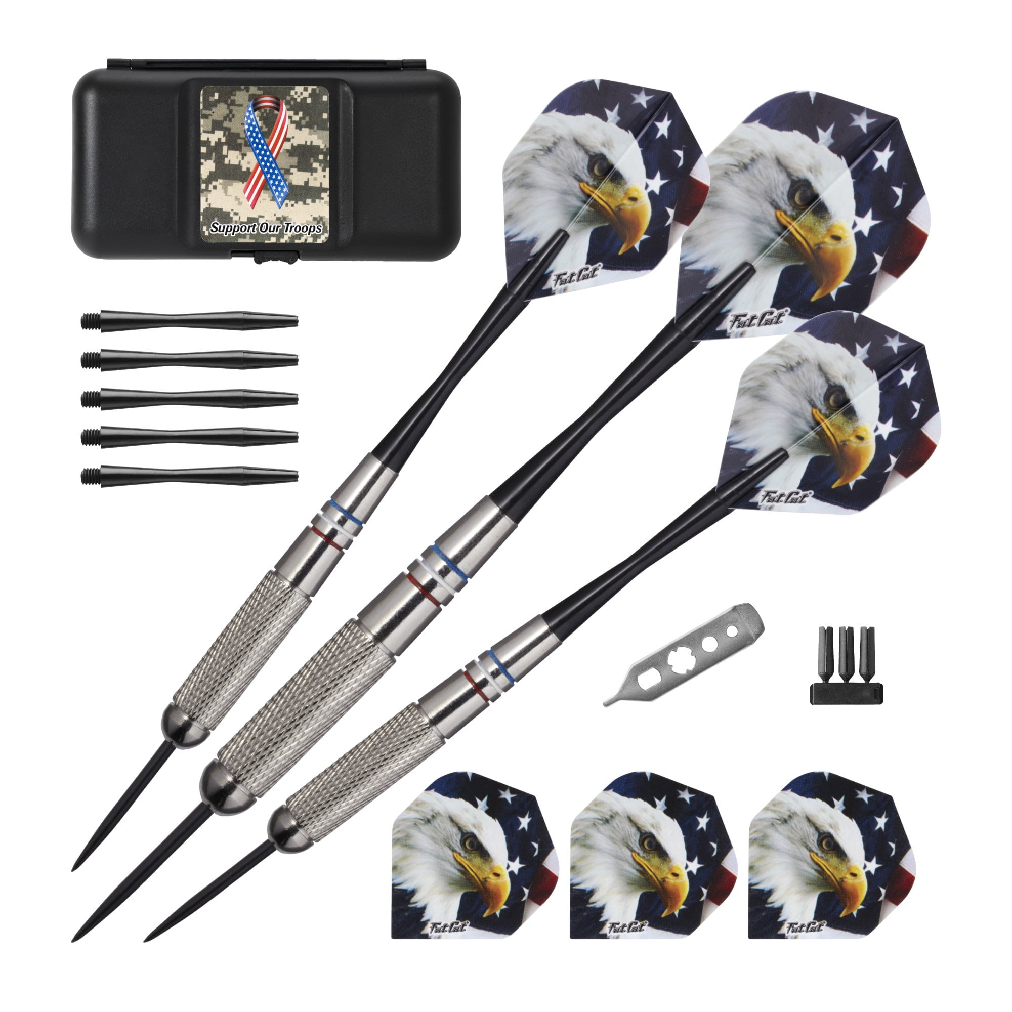 Fat Cat Support Our Troops Steel Tip Darts - 23g Set with Deluxe Dart ...