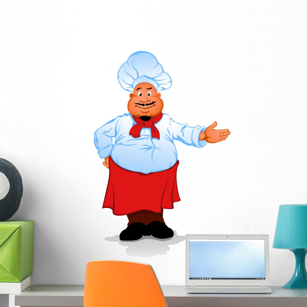 Fat Chef Cook Wall Decal Sticker by Wallmonkeys Vinyl Peel and Stick ...
