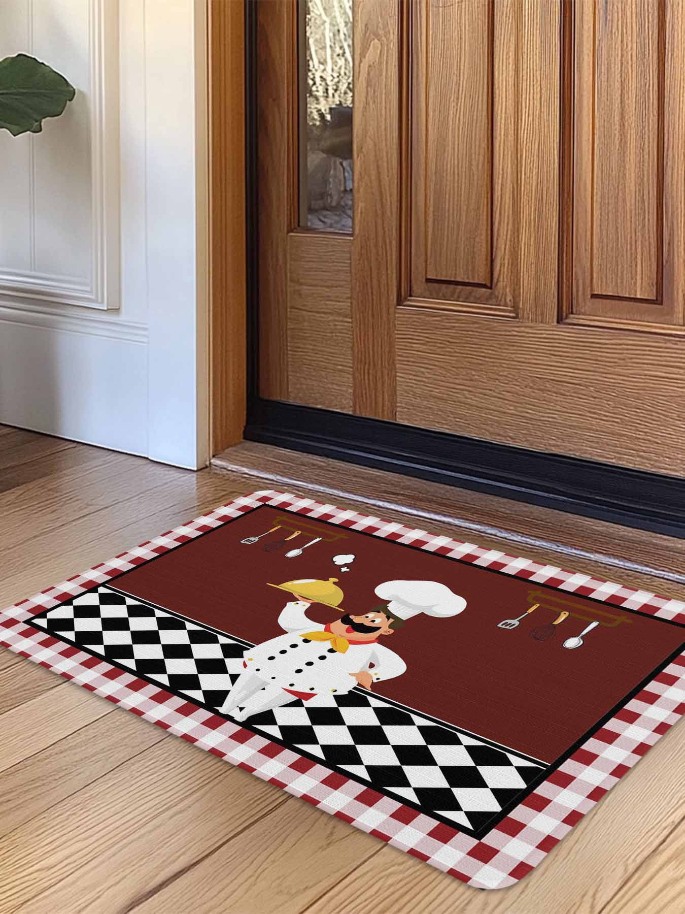 Fat Chef Door Mat Indoor Outdoor Entrance, Non Slip Rug for Kitchen ...