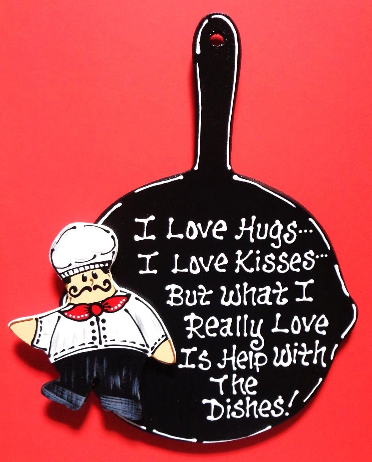 Fat Chef Hugs/Kisses/Dishes Kitchen Skillet Sign Wall Art Cucina Bistro ...
