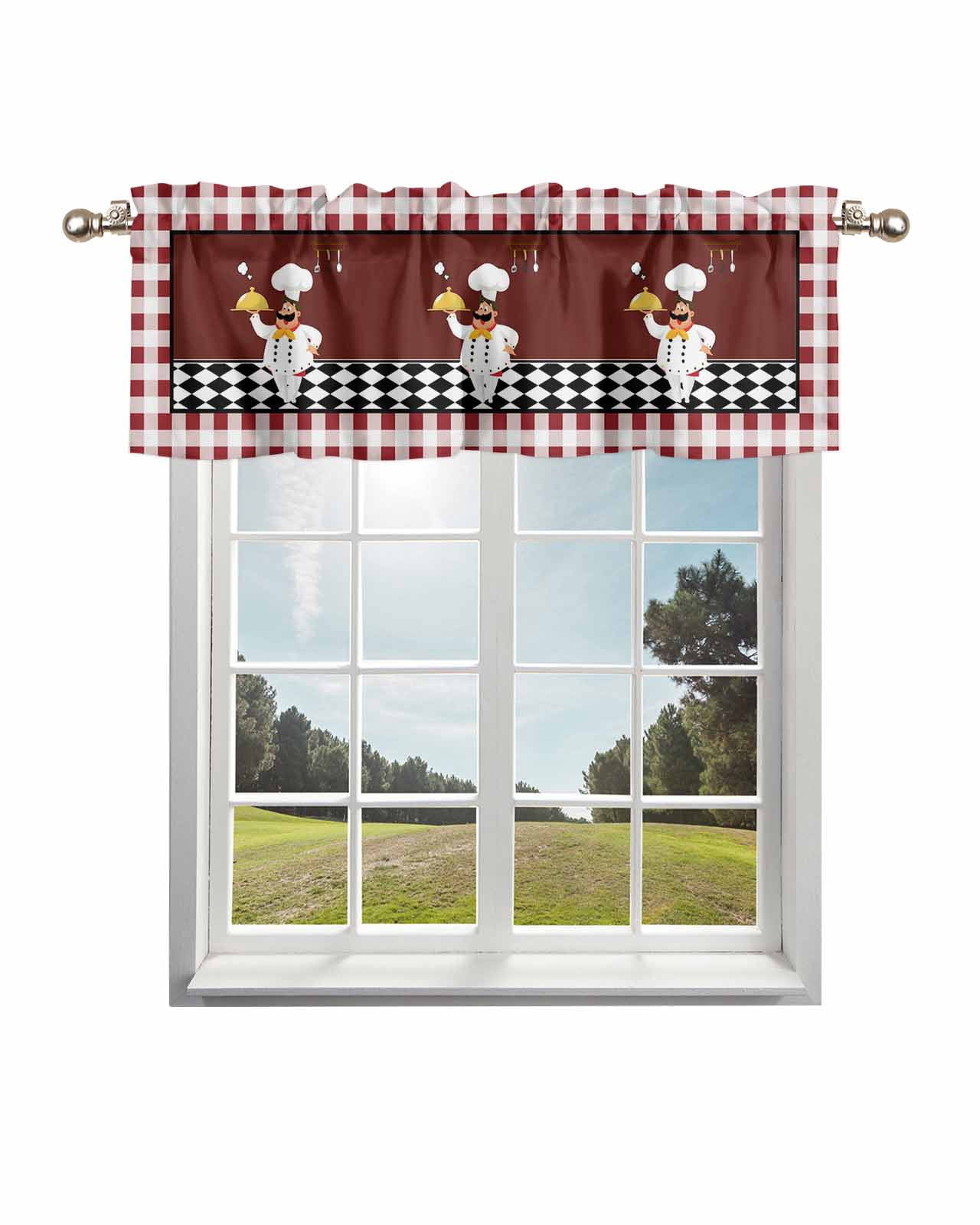 Fat Chef Kitchen Curtain Valances for Windows Farmhouse Short Curtains ...