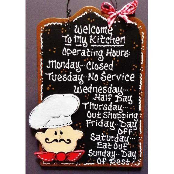 Fat Chef Kitchen Operating Hours Kitchen Sign Cucina Bistro Wall Art ...