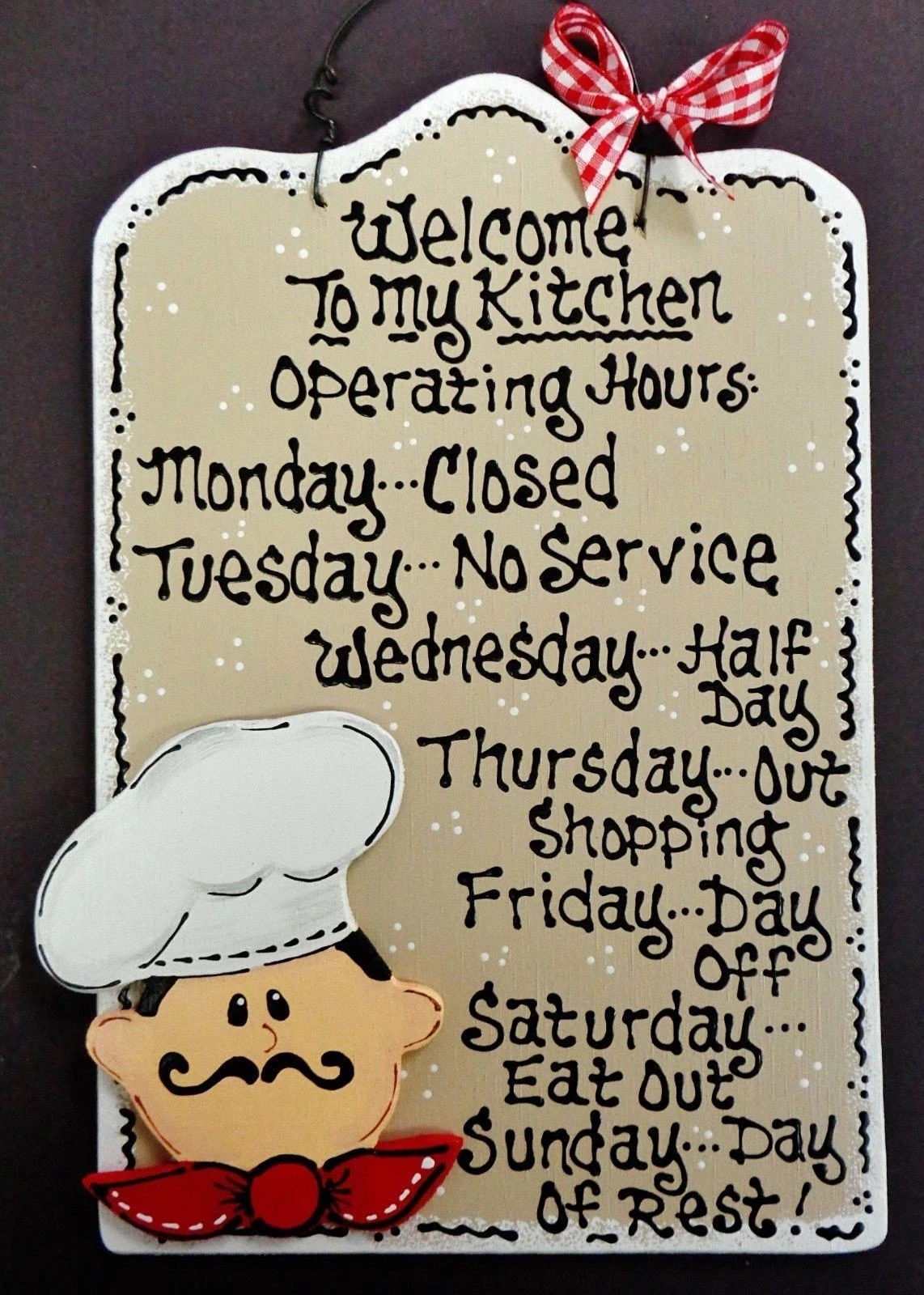 Fat Chef Kitchen Operating Hrs Kitchen Sign Cucina Bistro Wall Art ...