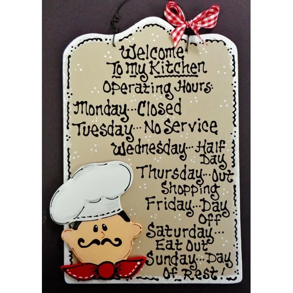 Fat Chef Kitchen Operating Hrs Kitchen Sign Cucina Bistro Wall Art ...