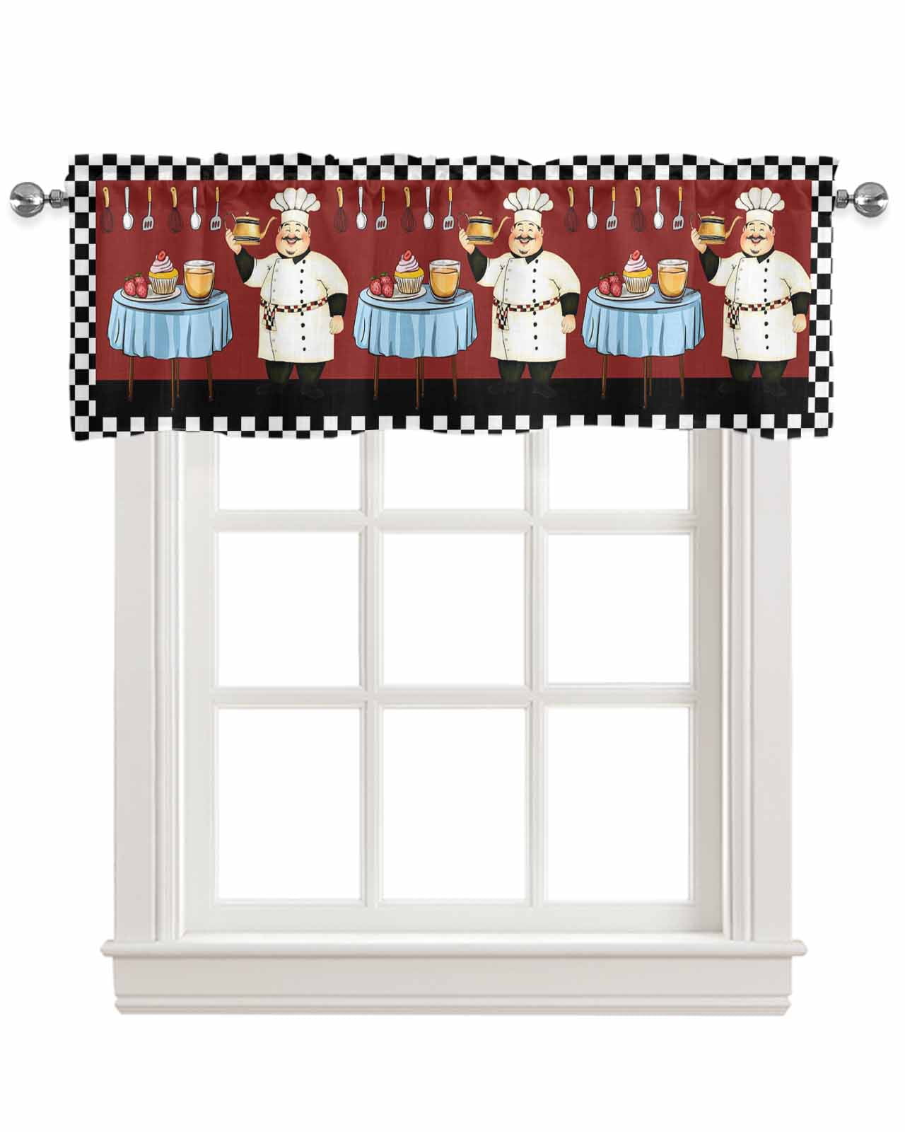Fat Chef Kitchen Valances for Windows Farmhouse Linen Window Valance ...