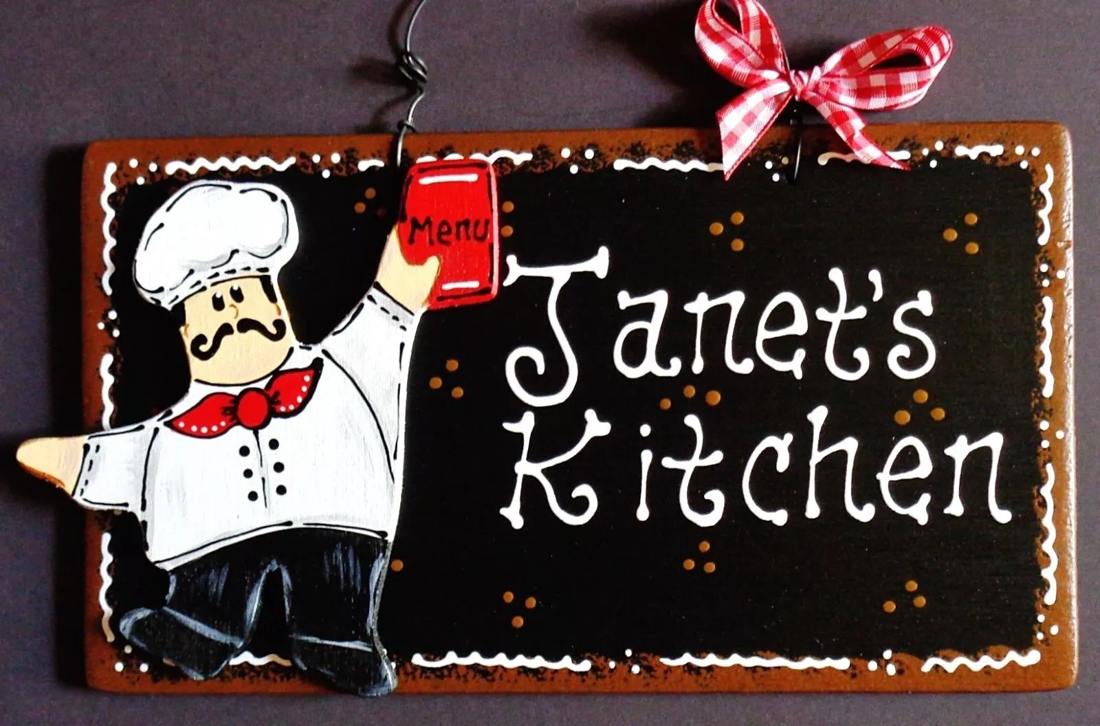 Fat Chef Personalize Kitchen Name Sign Wall Hanger Plaque Cucina Bistro ...