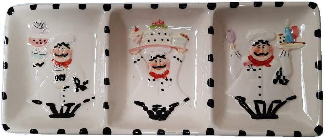 Fat Chef Serving Platter 3 Sections, Great for Serving Candies, Nuts ...