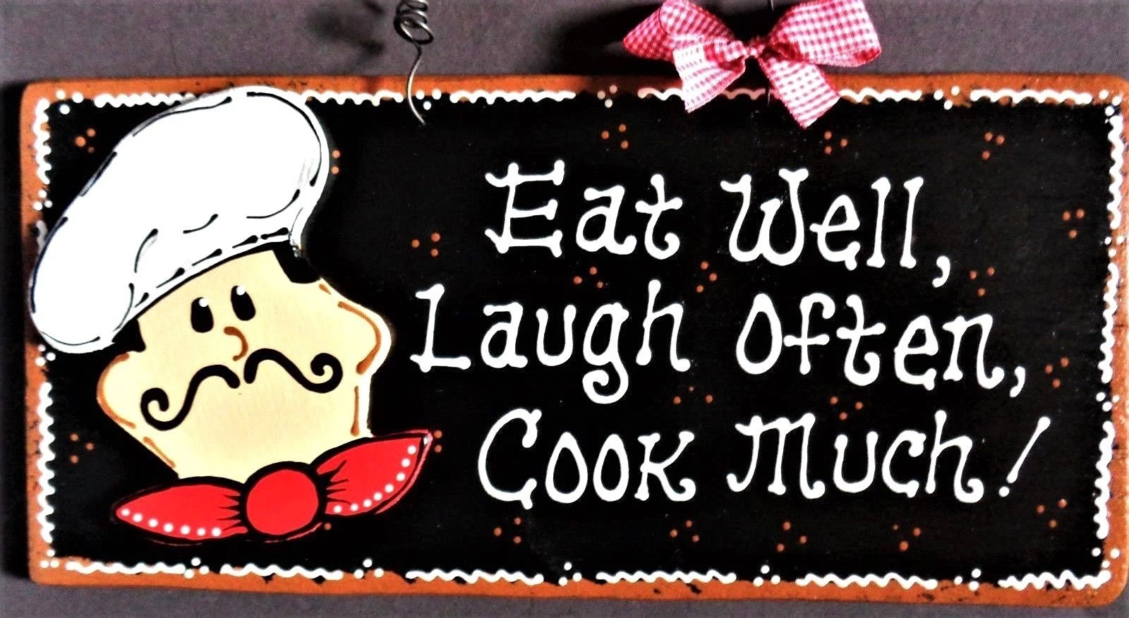Fat Chef Sign Eat Laugh Cook Kitchen Wall Art Hanger Plaque Bistro ...