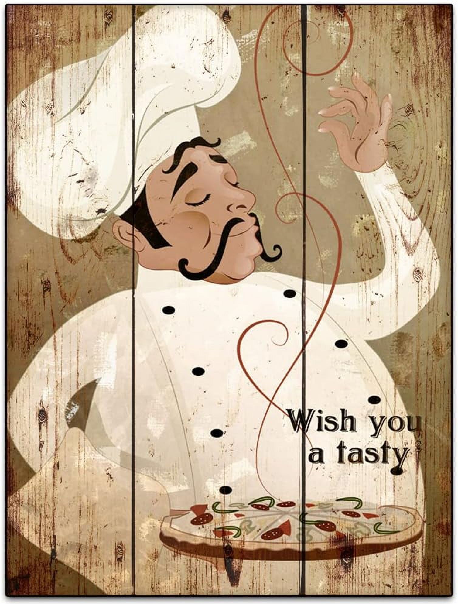 Fat Chef Wish You A Tasty Wooden Signs Retro Wood Wall Art Natural ...