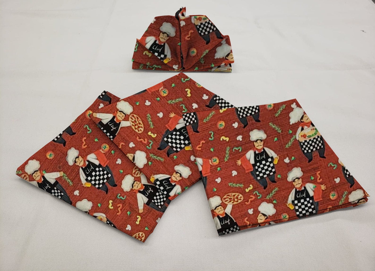 Fat Chefs Cloth Napkins by Penny's Needful Things (Set of 4) (Pizza ...