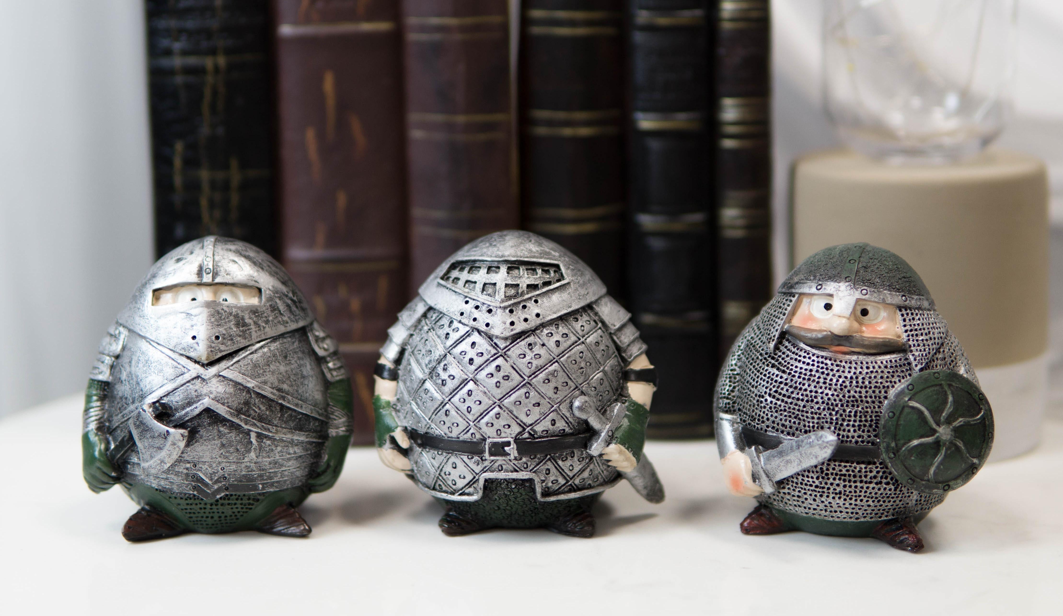 Fat Chibi Medieval Gladiator Knights With Sword Axe And Shield Figurine ...