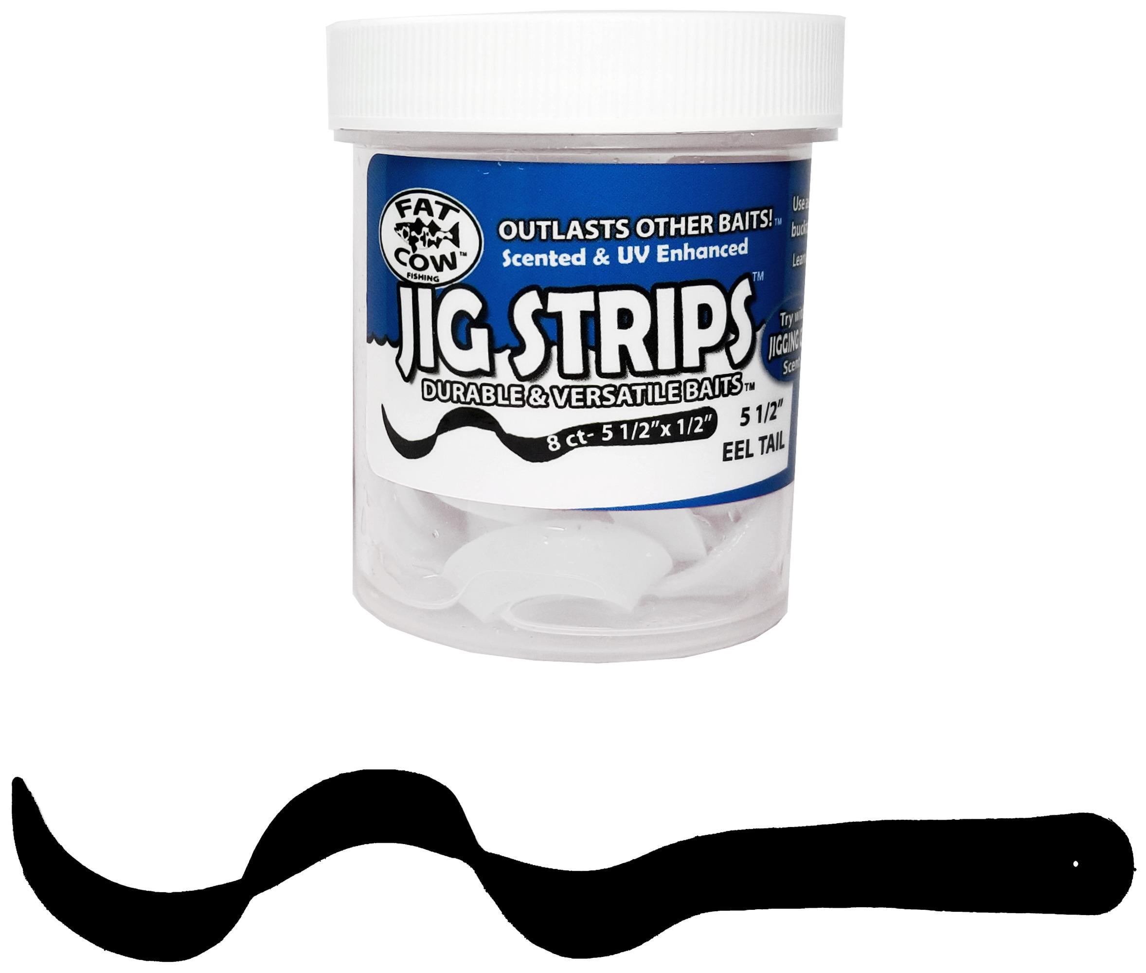 Fat Cow Jig Strips Eel Tail 5 1/2" X 1/2" Scented, Black - Walmart.com