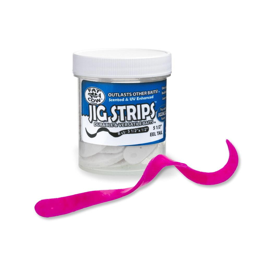 Fat Cow Jig Strips Eel Tail 5 1/2" X 1/2" Scented, Hot Bubblegum ...