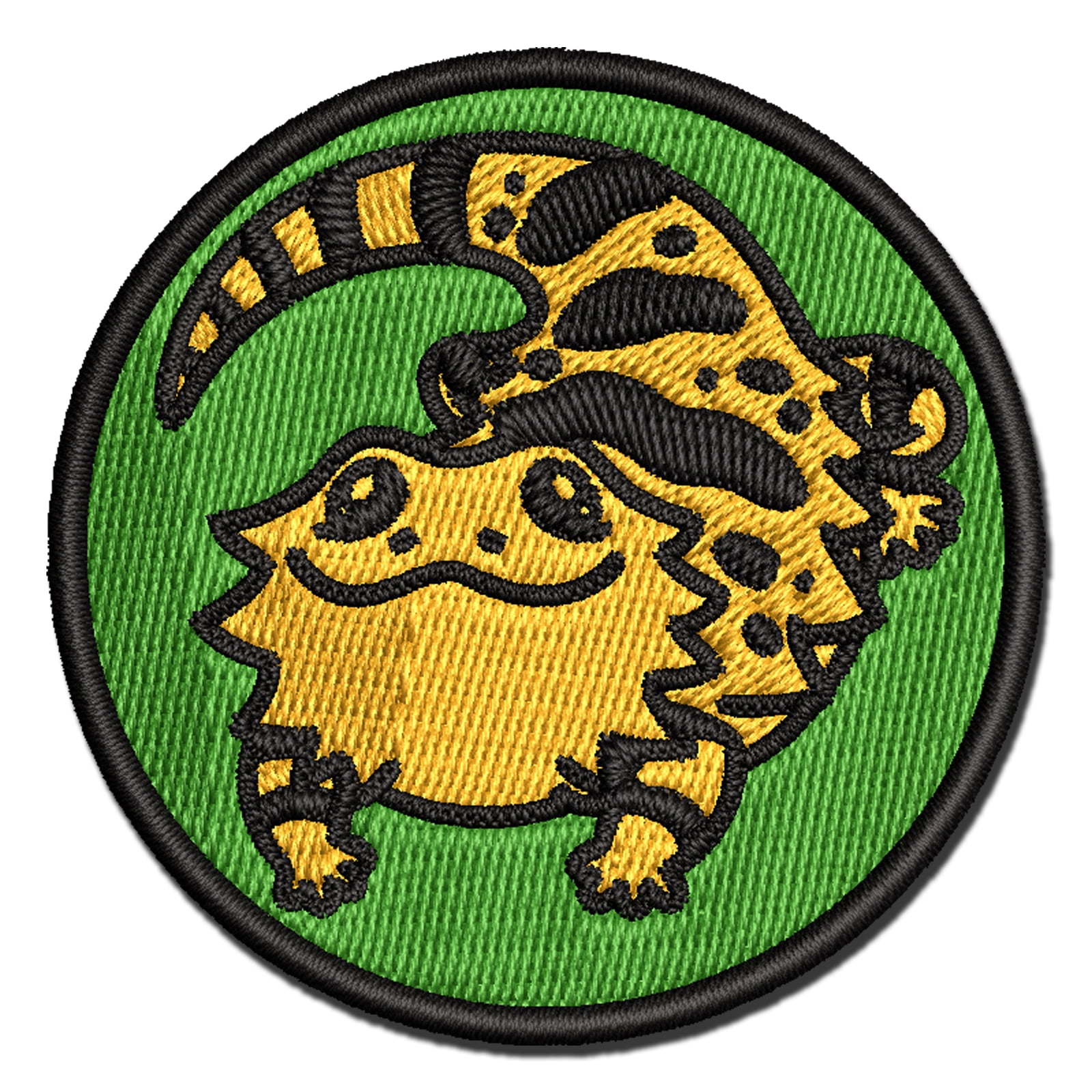 Fat Cute Bearded Dragon Lizard Reptile Applique Multi-Color Embroidered ...