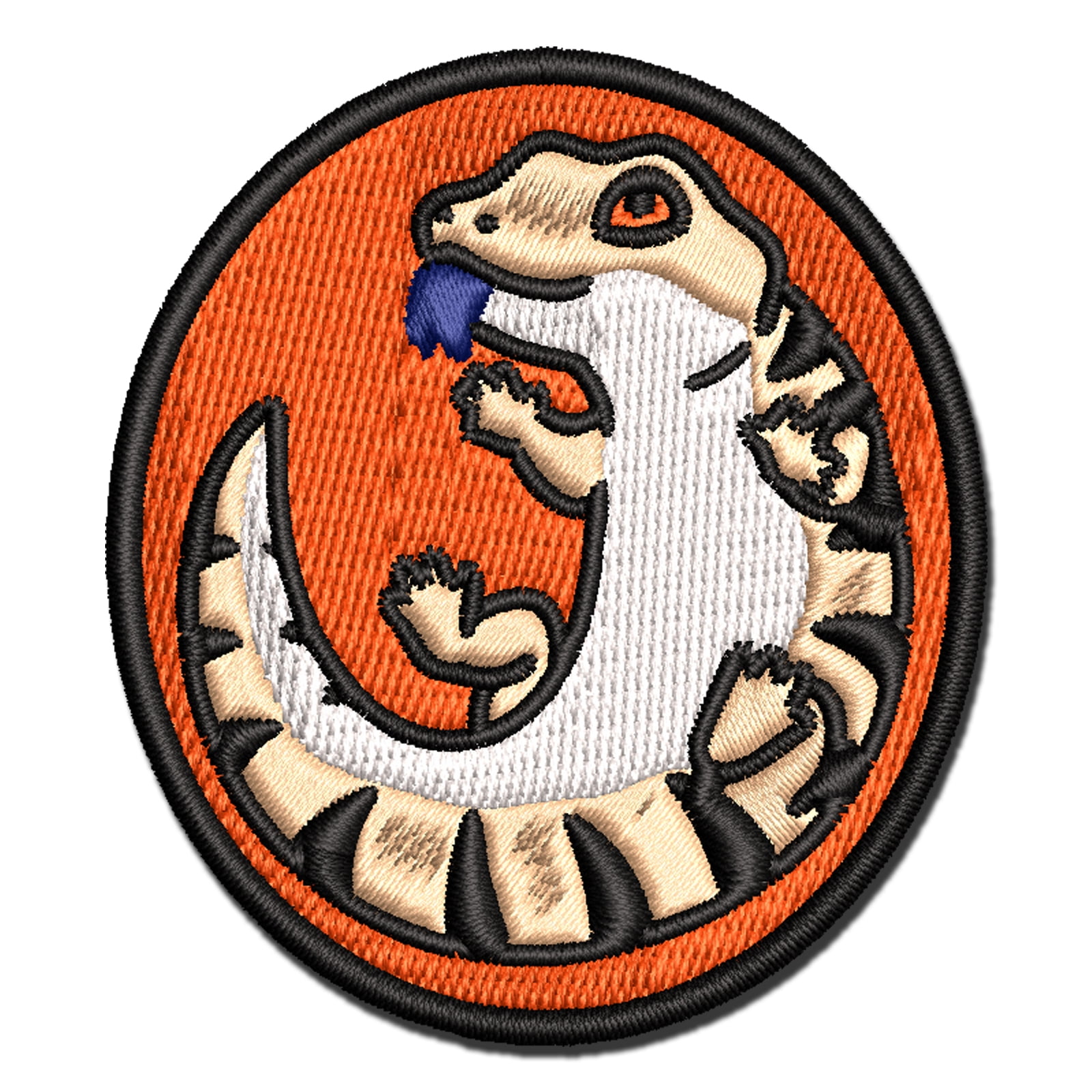 Fat Cute Blue Tongued Skink Lizard Reptile Applique Multi-Color Embroidered Iron-On Patch - 2.5 ...