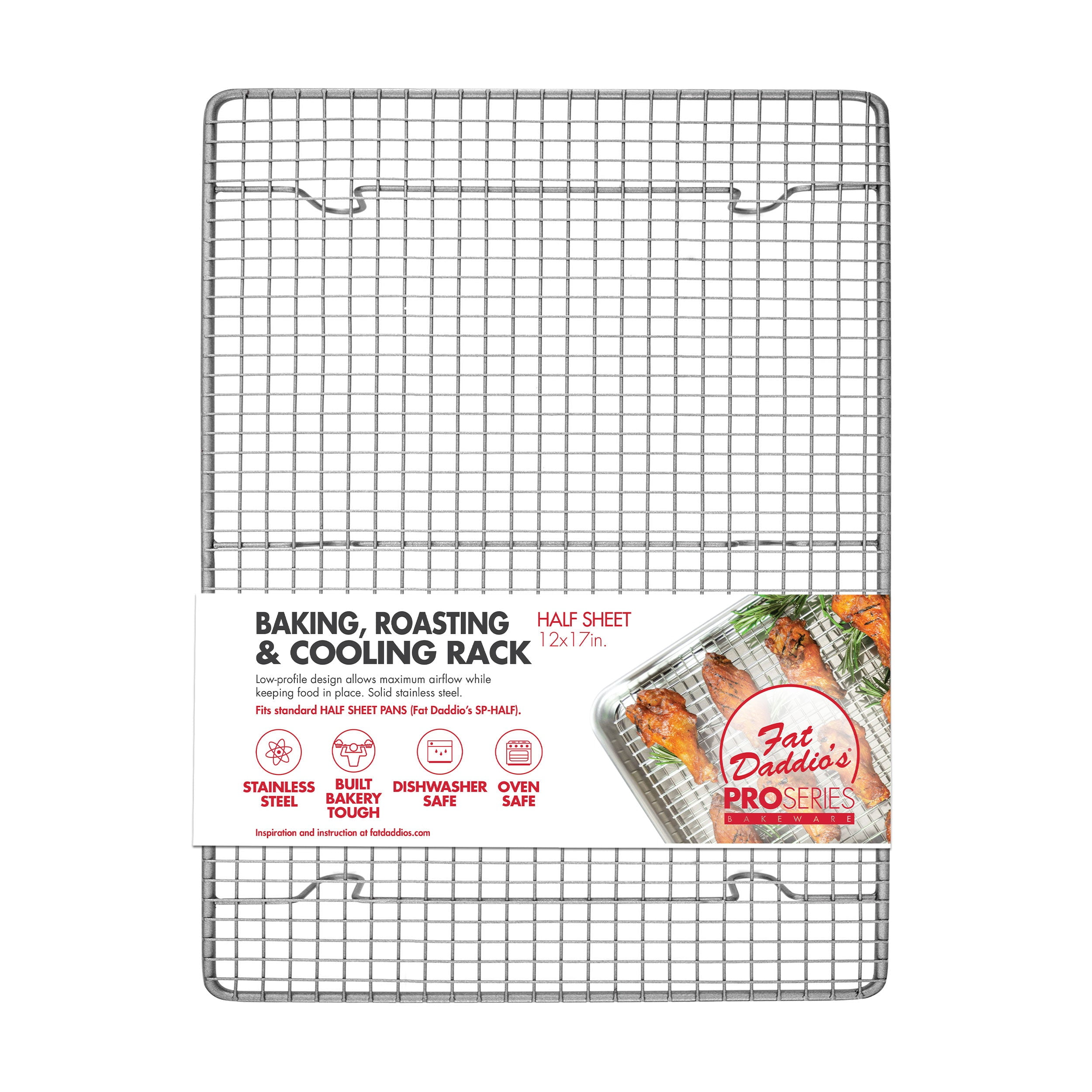 Fat Daddio's Stainless Steel Oven Safe Wire Cooling & Baking Rack, 12 x ...